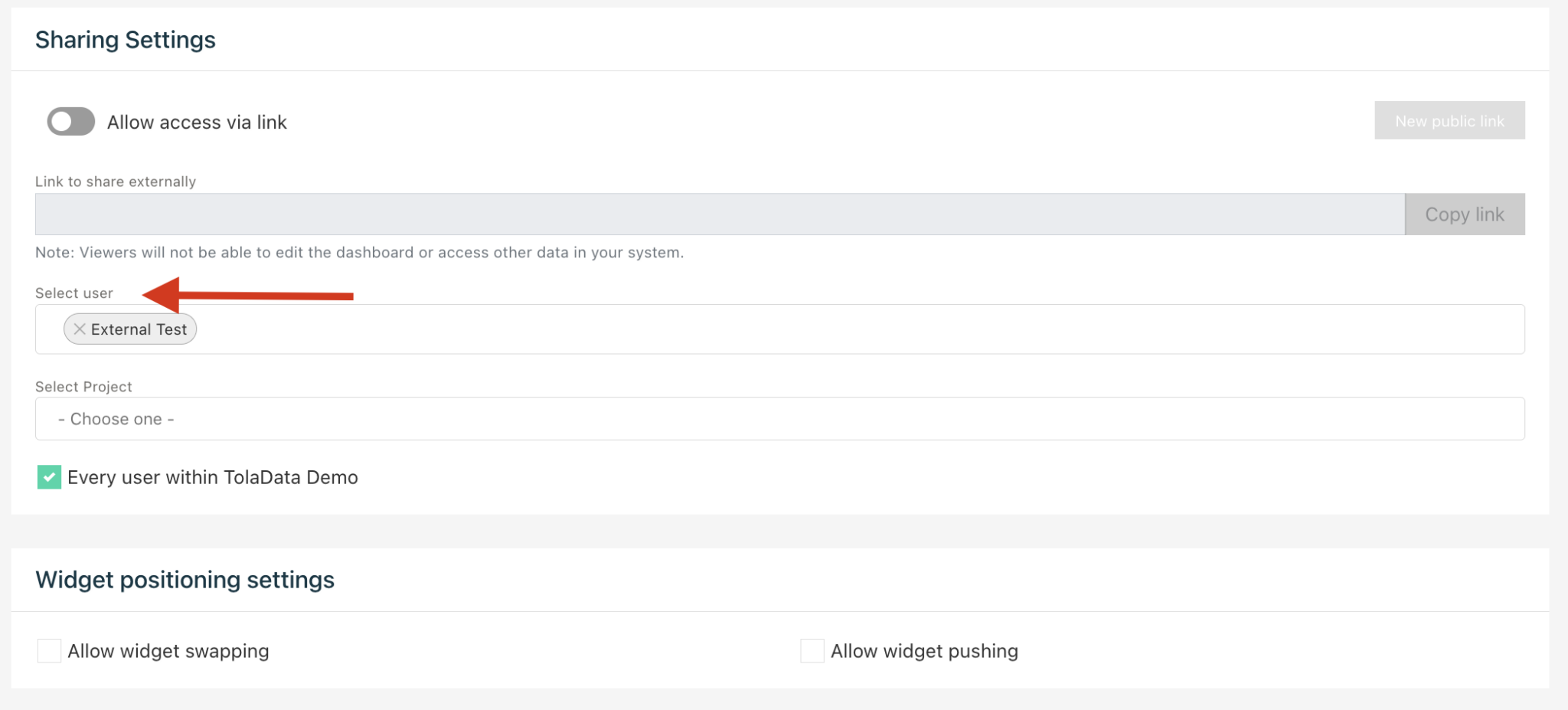 Sharing Dashboards Toladata